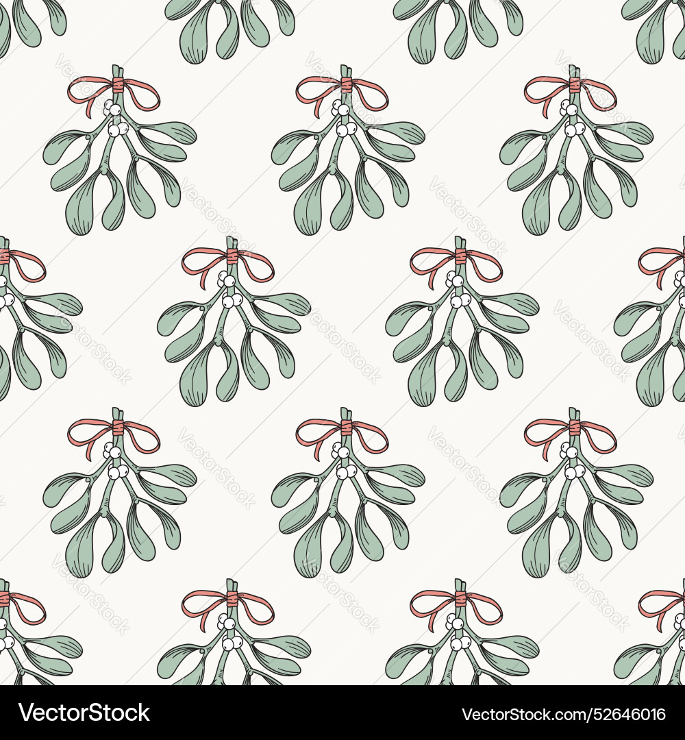 Mistletoe seamless pattern Royalty Free Vector Image