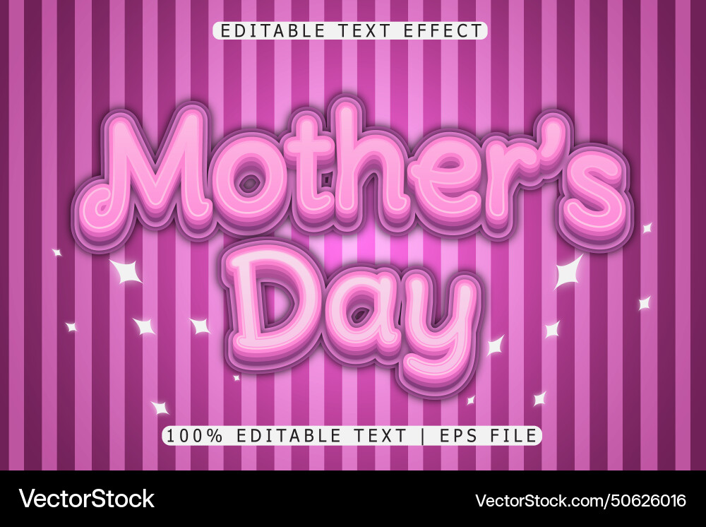 Mothers day editable text effect 3 dimension Vector Image
