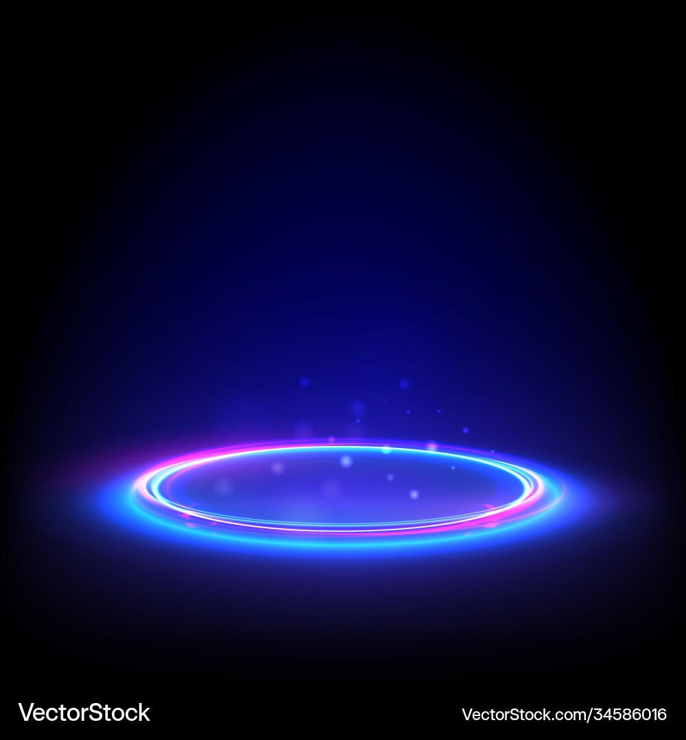 Neon Blue Glowing Ring on Floor Royalty Free Vector Image