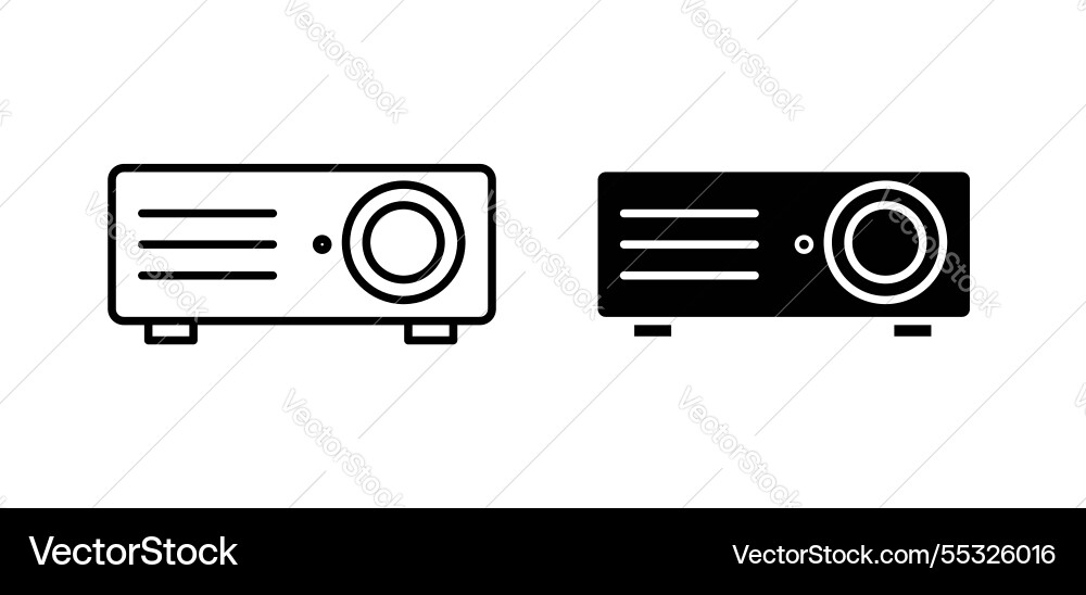 Projector icons pack in black flat and strokes Vector Image