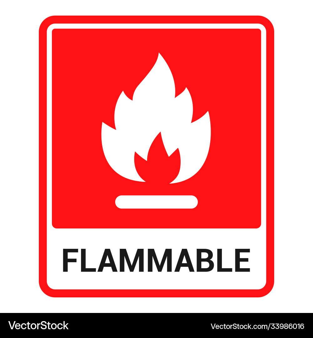 Roter Aufkleber brennbares Feuersymbol Lizenzfreier Vektor
