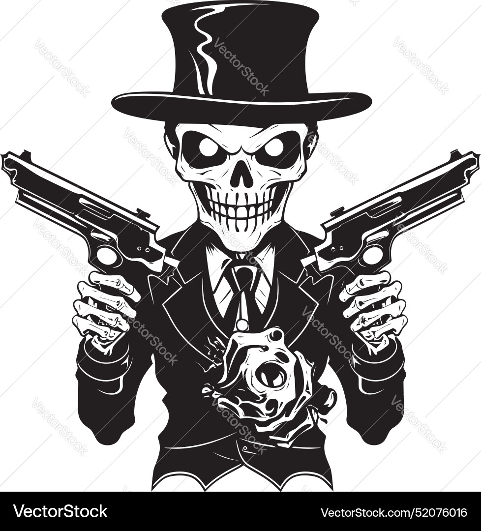 Rifle rogue skeleton with firearms bonefire Vector Image