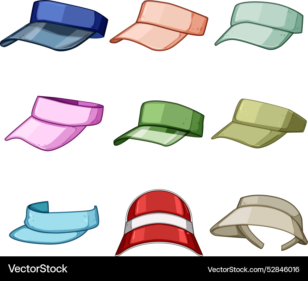 Visor Kappe Set Cartoon Lizenzfreies Vektorbild