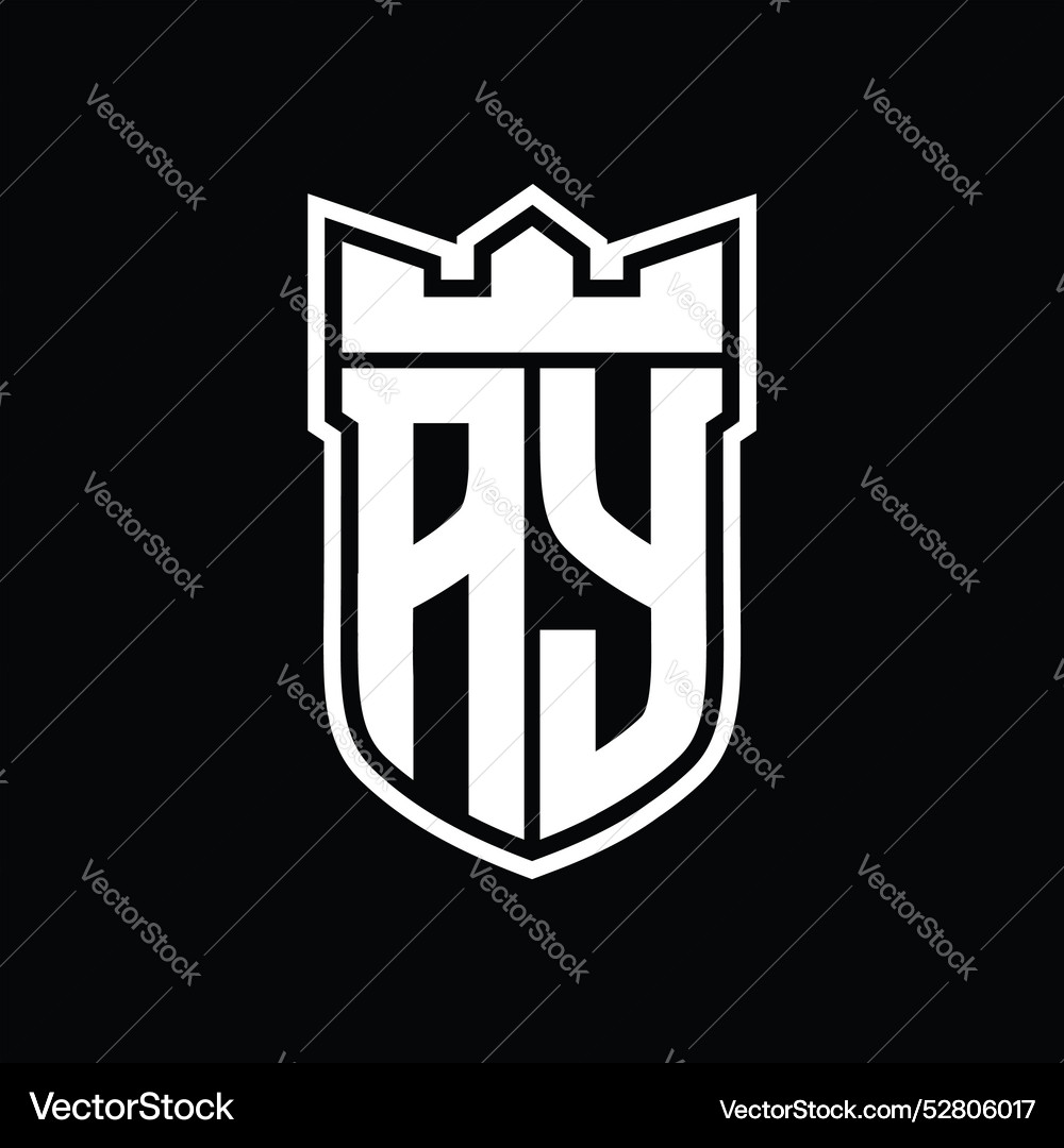 Ay logo shield shape with geometric crown inside Vector Image