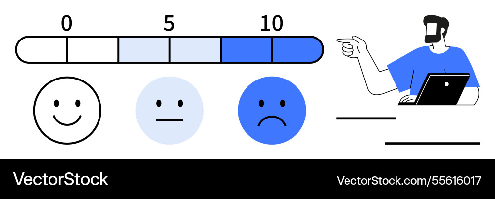 Interactive feedback system with happy faces Vector Image