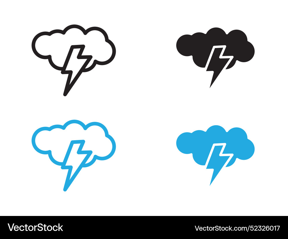 Thunder lightning icon black and white outline Vector Image