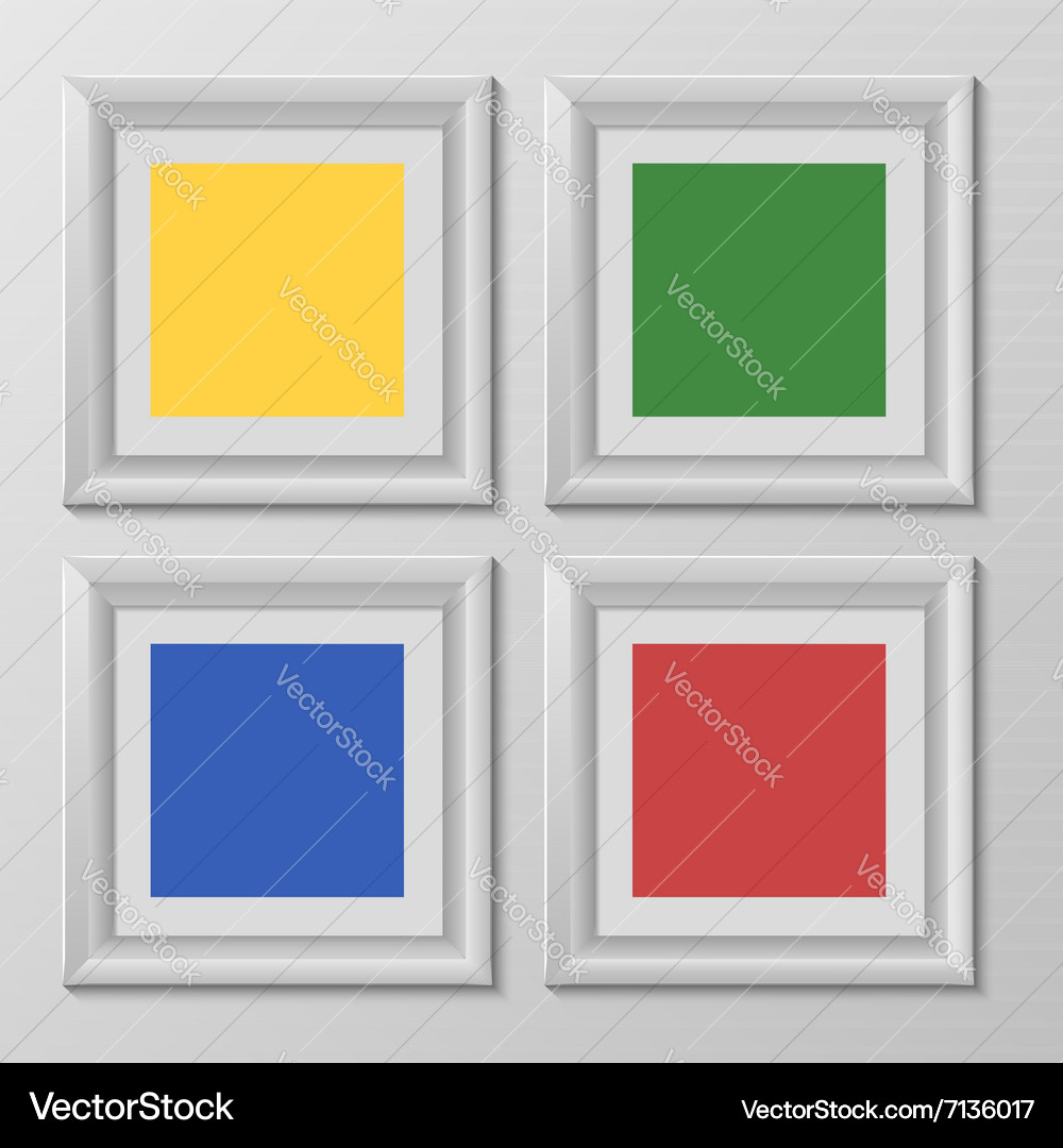 Wooden square picture frames color rainbow set Vector Image