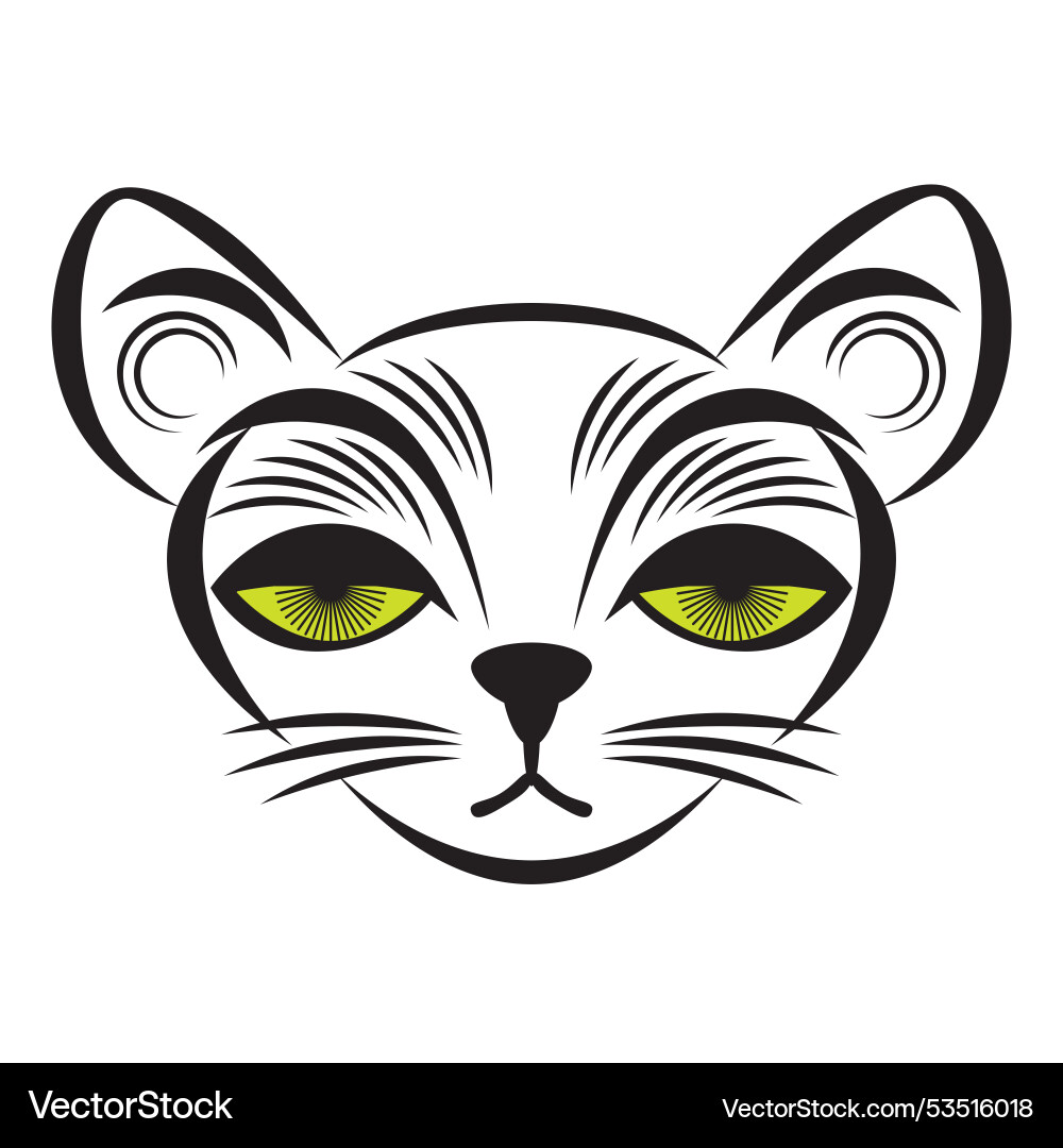 A head of cat black and white Royalty Free Vector Image