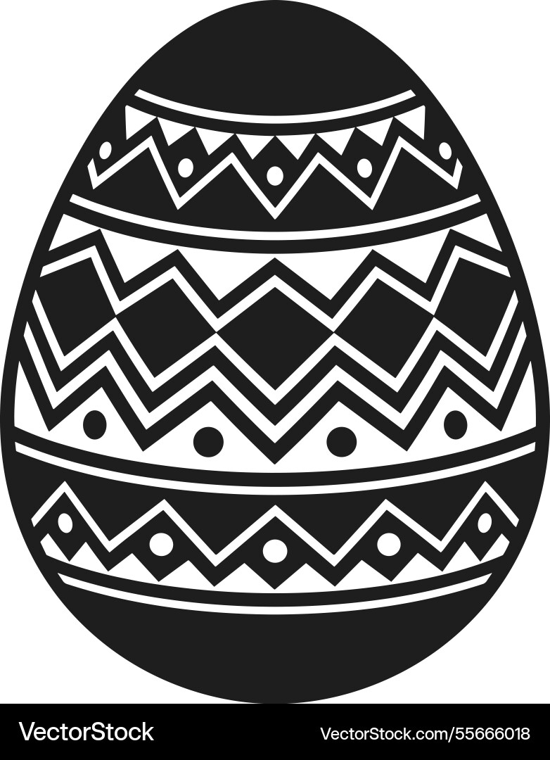 Black decorative easter egg geometric pattern Vector Image