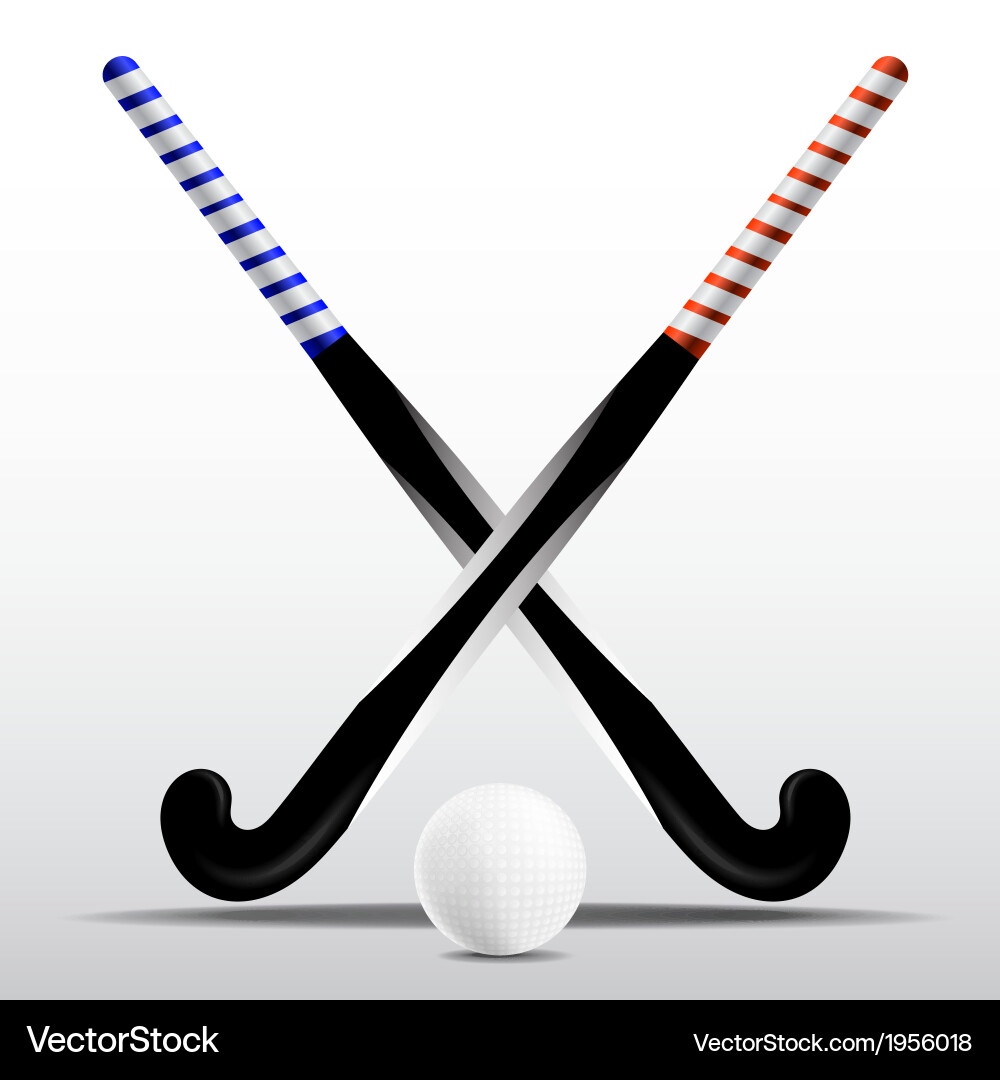 Field Hockey Sticks and Ball Royalty Free Vector Image