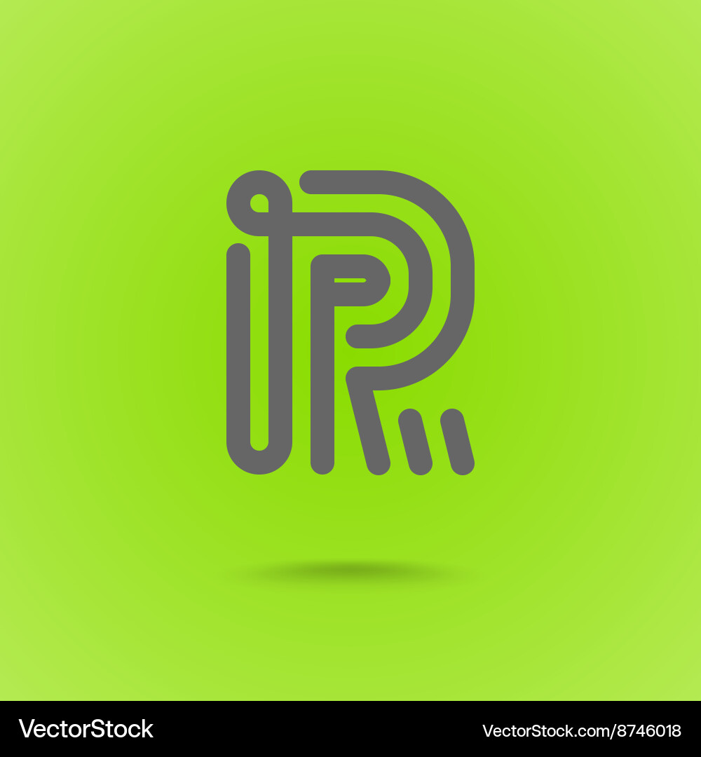 Graphic line font logo element letter r Royalty Free Vector