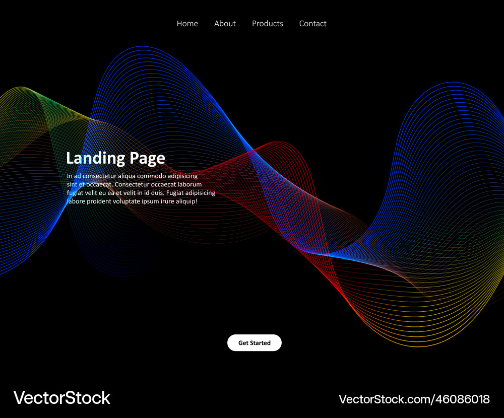 Landing page template with flowing waves design Vector Image