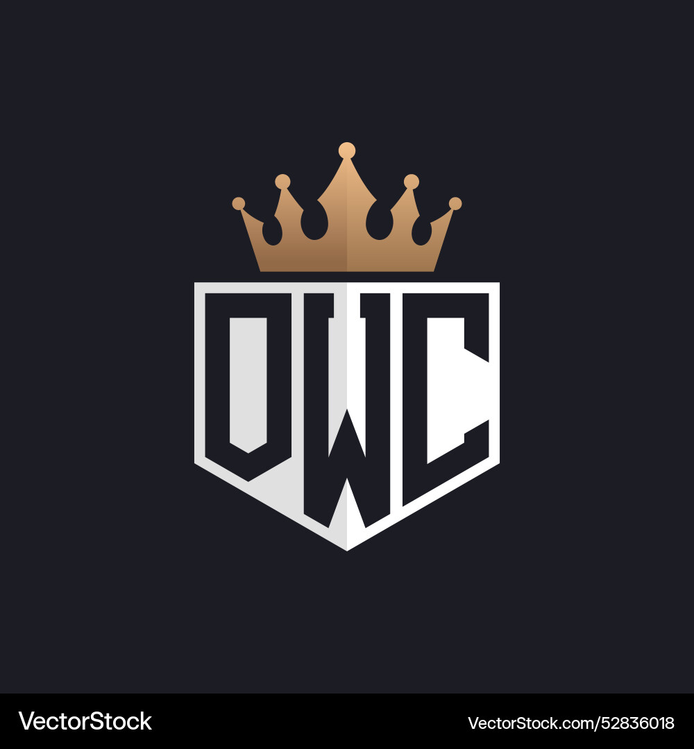Luxury owc logo with crown elegant initials Vector Image