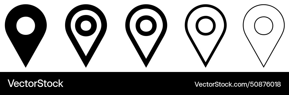 Map pin icons set black location icon Royalty Free Vector