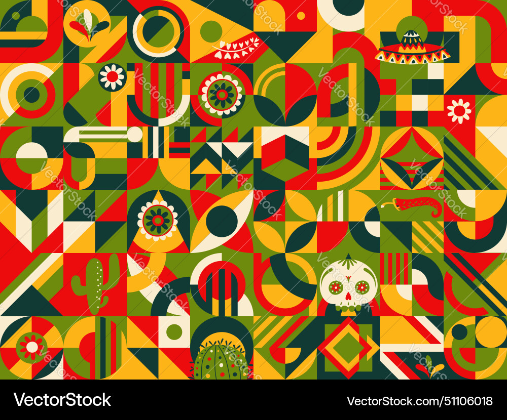 Mexican abstract modern geometric tile pattern Vector Image