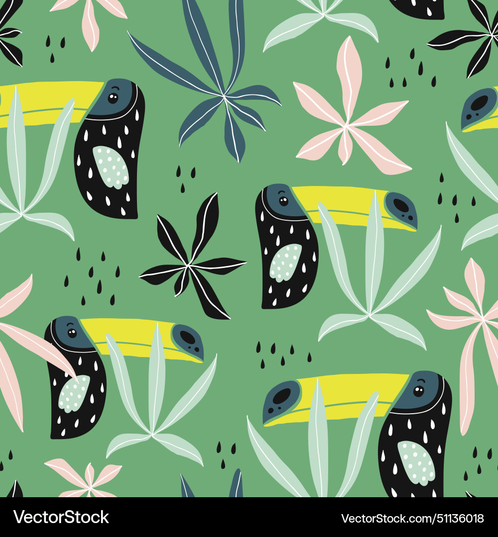 Seamless Pattern With Toucans Royalty Free Vector Image
