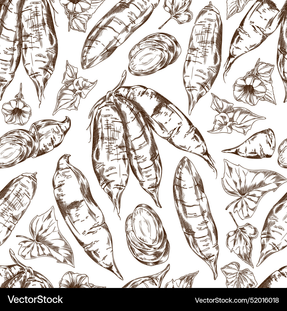 Seamless sweet potato-themed pattern Royalty Free Vector
