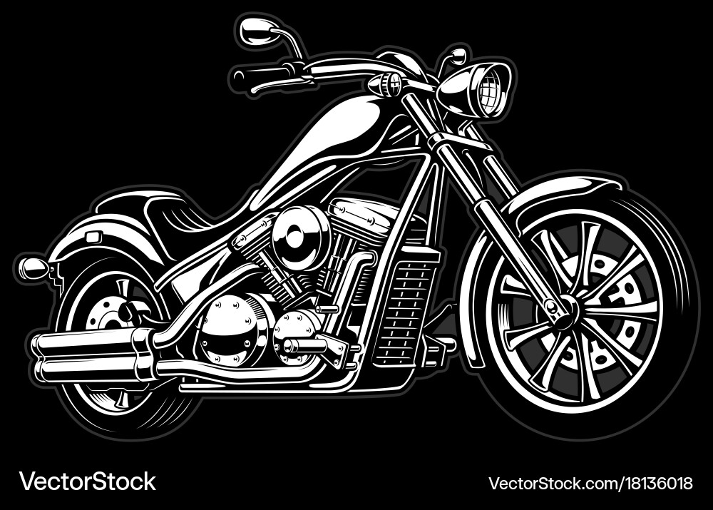 Vintage monochrome motorcycle on dark background Vector Image