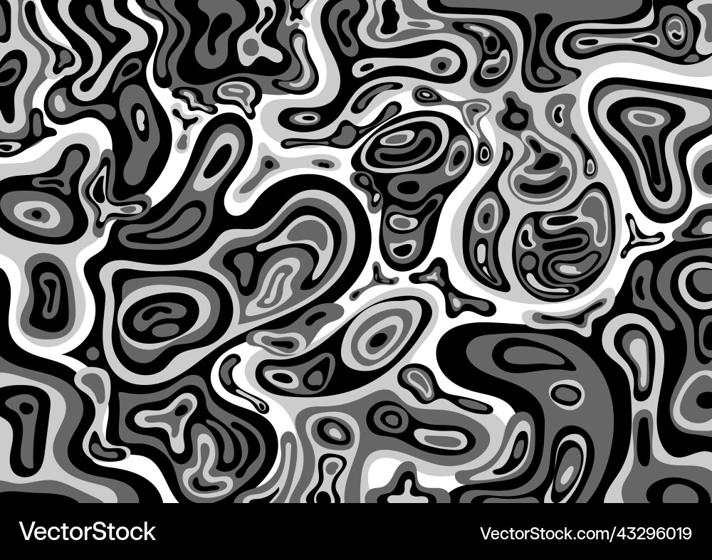 Abstract black and white fluid shape pattern Vector Image