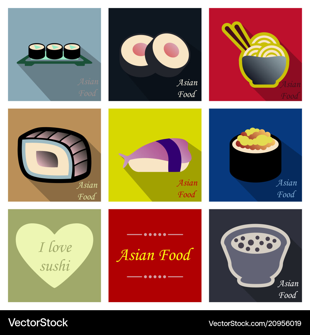 Asian food background poster Royalty Free Vector Image