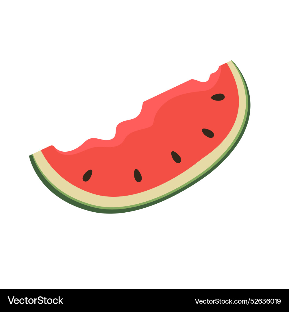 Bitten watermelon slice clip art image flat icon Vector Image