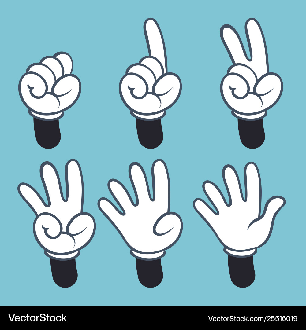 Cartoon Hand Numbers - Counting Gesture Royalty Free Vector