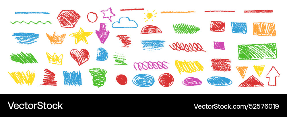 Colorful underline pencil hand drawn various Vector Image