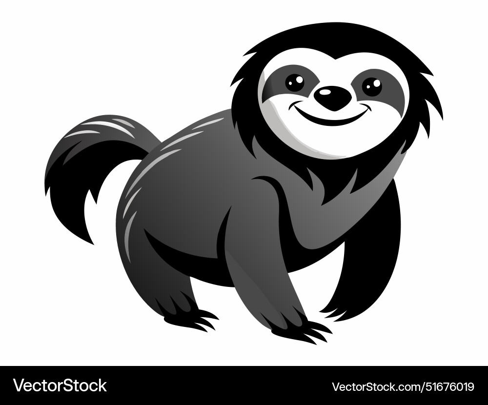 Happy sloth silhouette black and grey g Royalty Free Vector