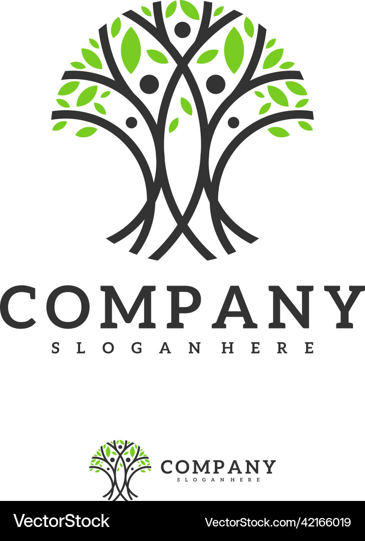 People tree logo template creative Royalty Free Vector Image