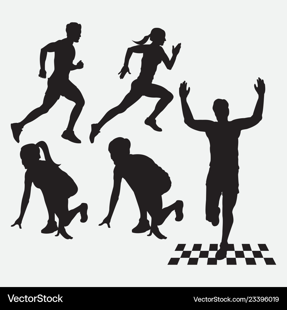 Set running silhouettes Royalty Free Vector Image