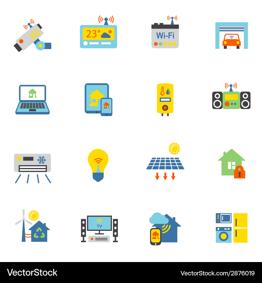 Smart home icons flat Royalty Free Vector Image