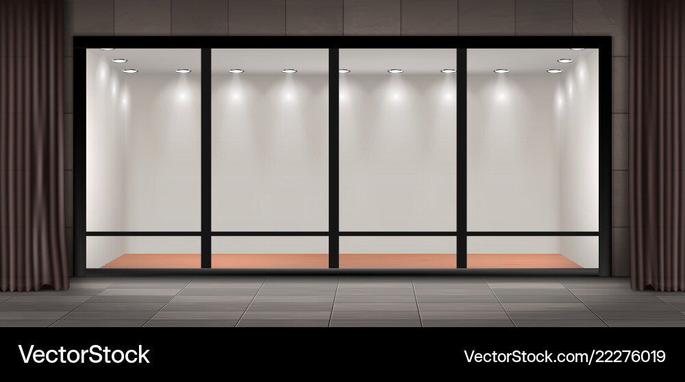 Storefront empty illuminated showroom Royalty Free Vector