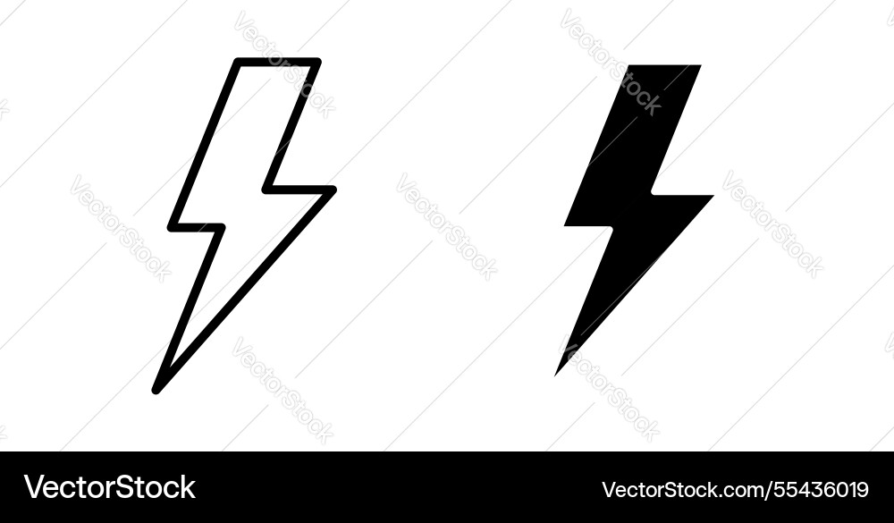 Thunder bolt icons thin line designs Royalty Free Vector