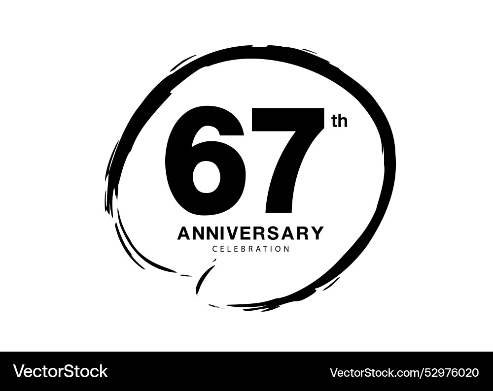 67 years anniversary celebration logo black Vector Image