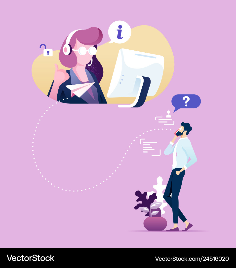 Call center operator and customer support service Vector Image