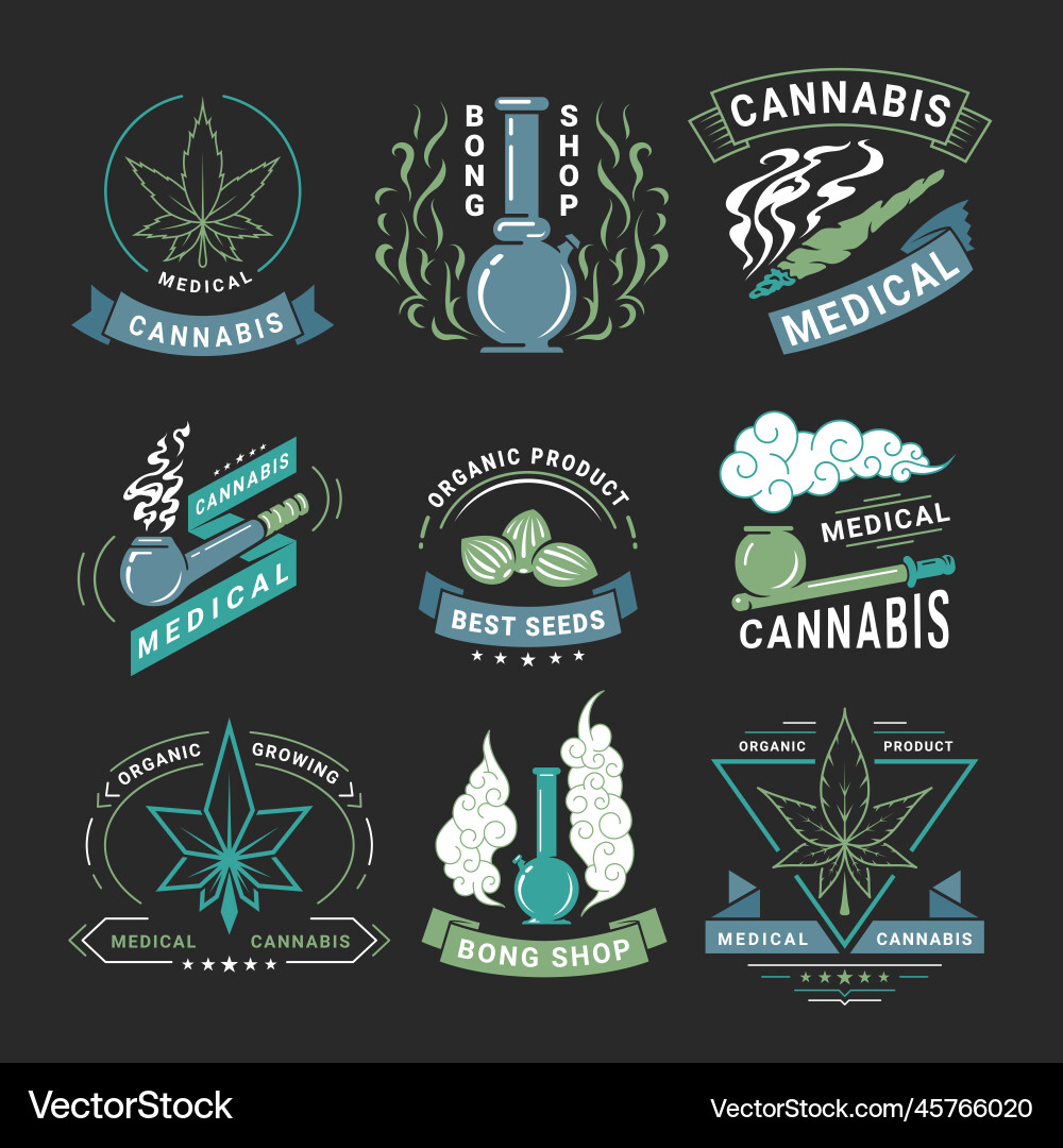 Cannabis Badge & Shop Collection Royalty Free Vector