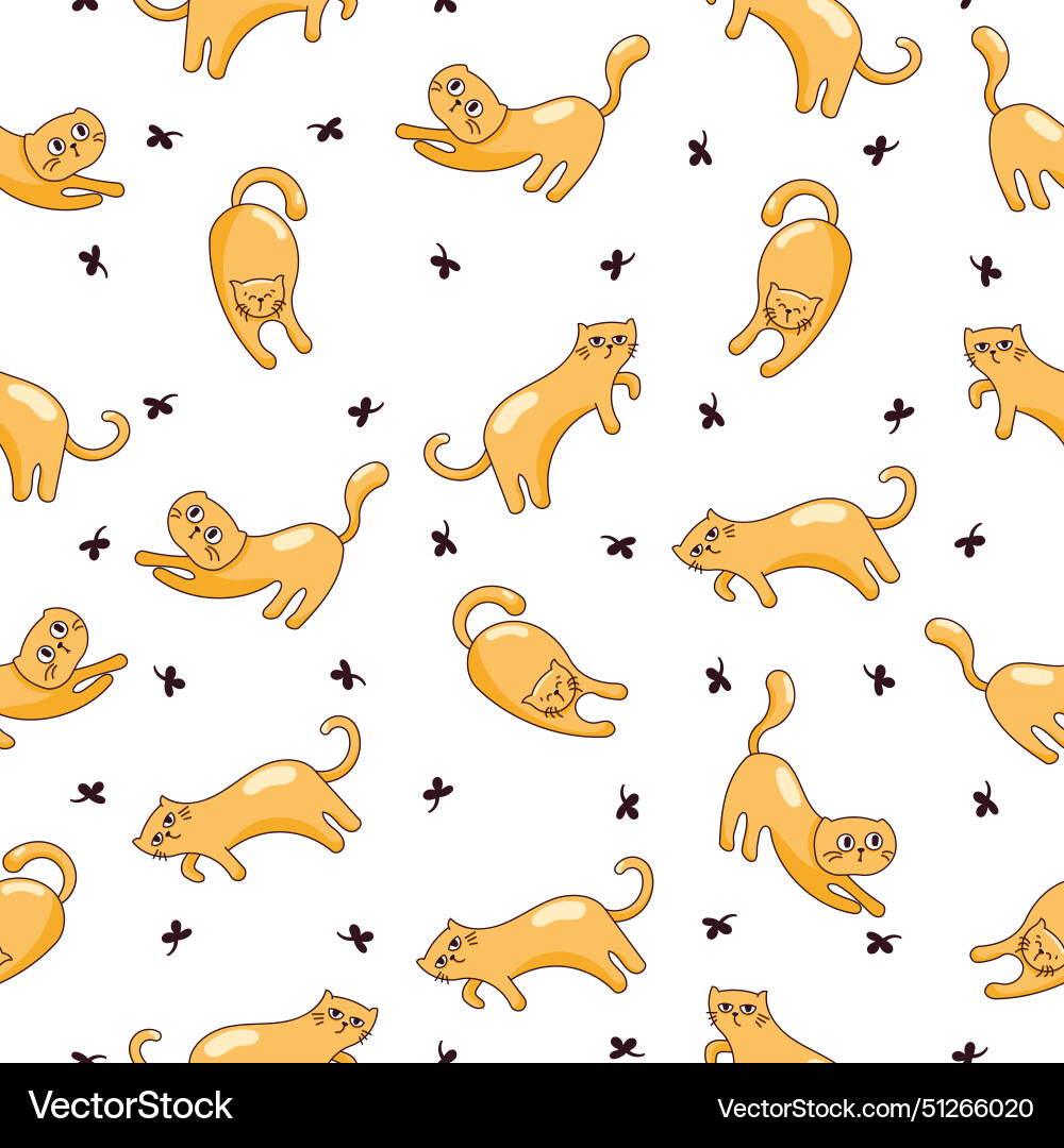 Cute funny cat seamless pattern Royalty Free Vector Image