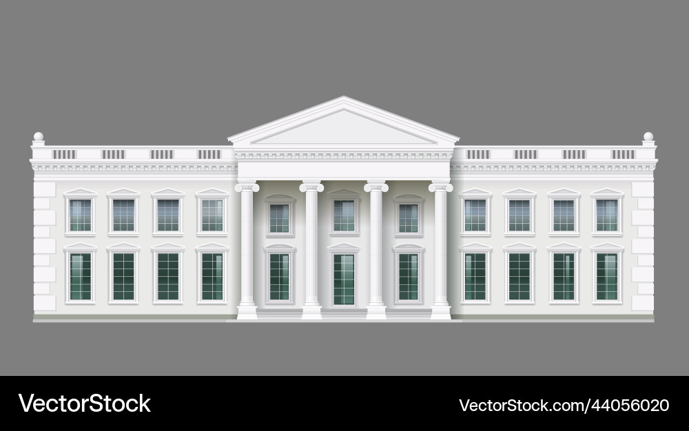 Facade of a classical palace white building Vector Image