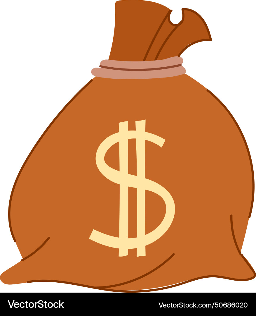 Line money bag cartoon Royalty Free Vector Image