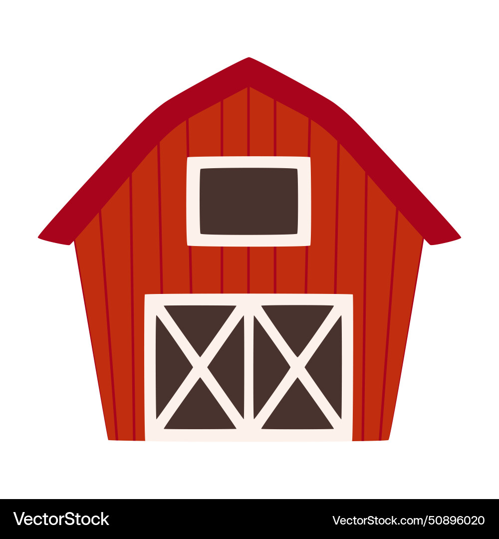 Red barn house isolated on white Royalty Free Vector Image