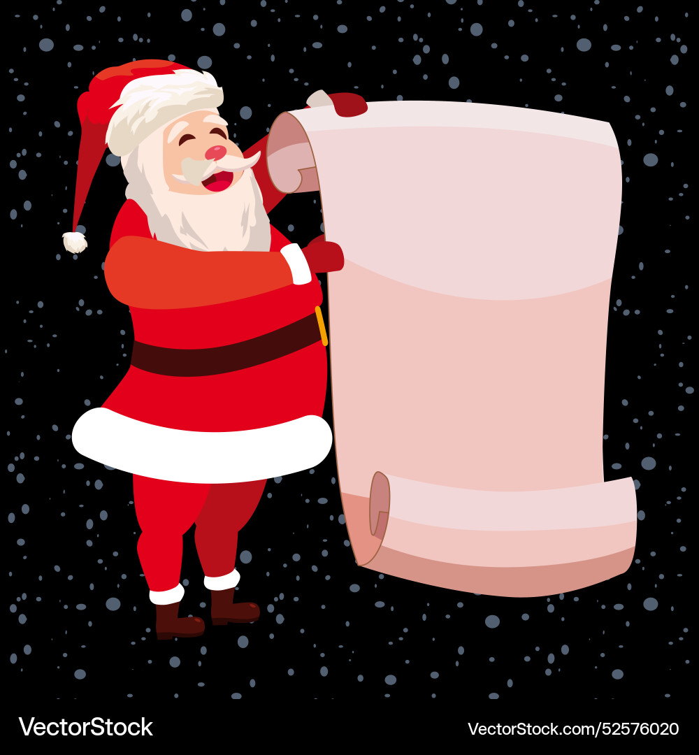 Santa claus holds a scroll in his hands parchment Vector Image