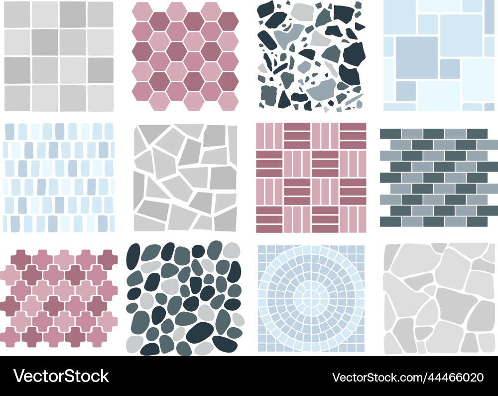 Stone paving tiles patterns colorful brick Vector Image