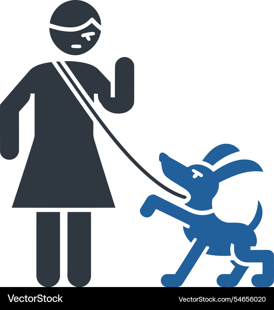 Woman walking dog icon Royalty Free Vector Image