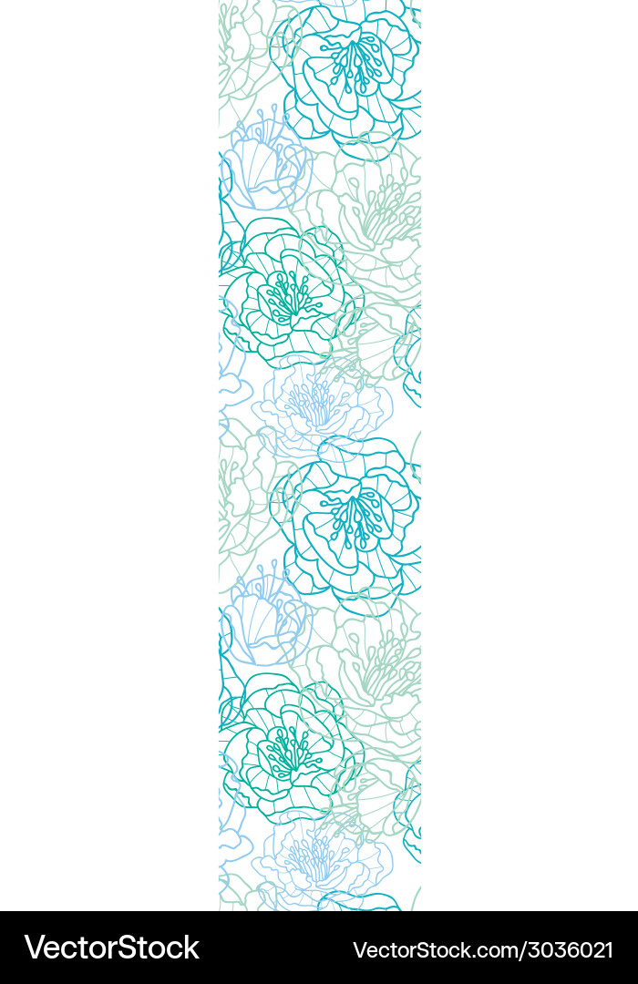 Blue Floral Line Art Border Royalty Free Vector Image