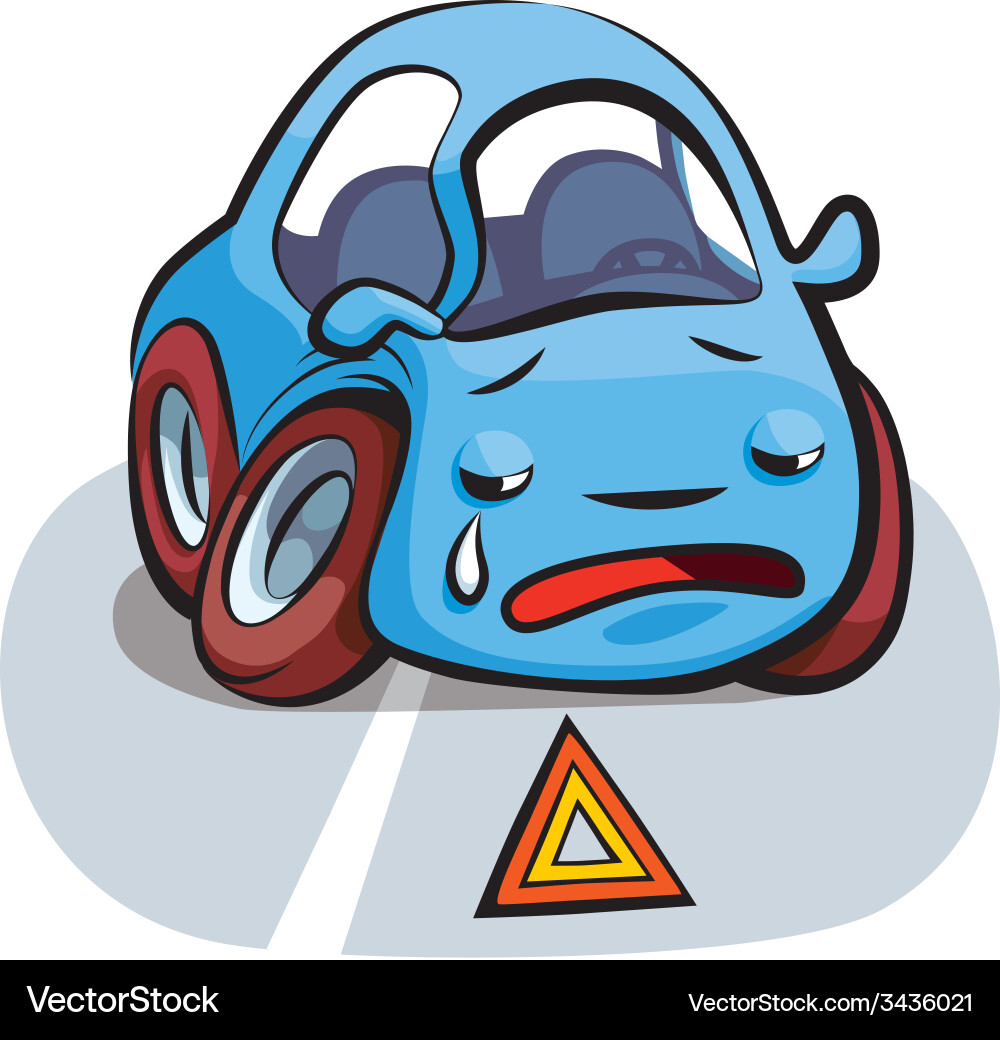 Auto abgestürzt Cartoon Lizenzfreies Vektorbild