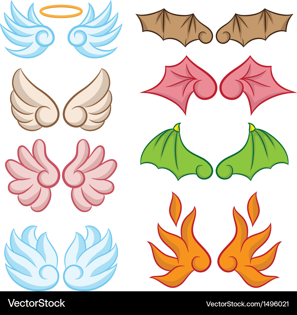 Cute wings collections Royalty Free Vector Image