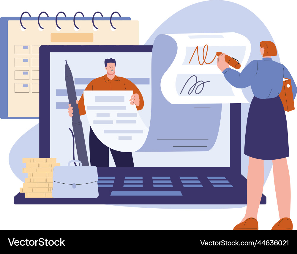 Digital Contract Signing Royalty Free Vector Image