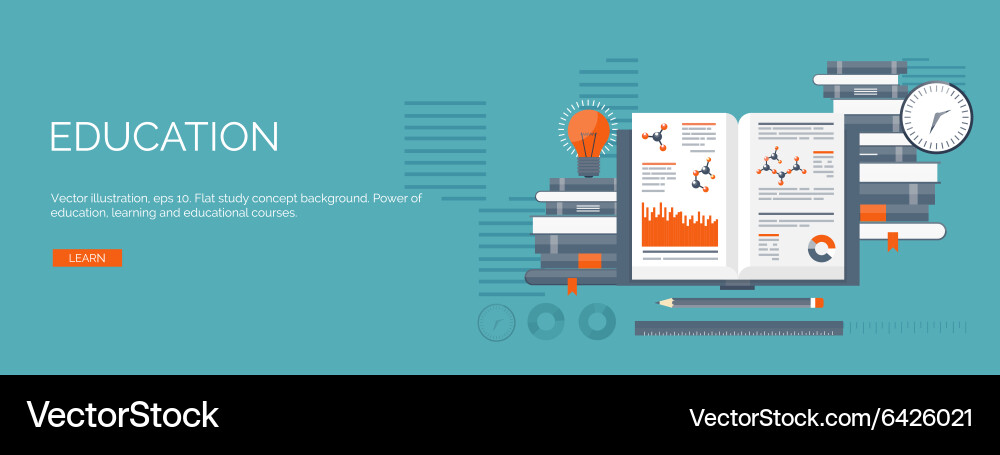 Flaches Studium Hintergrundset Lizenzfreies Vektorbild