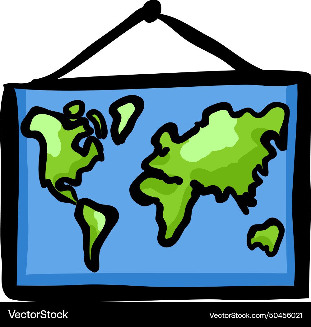 Geographic map doodle icon Royalty Free Vector Image