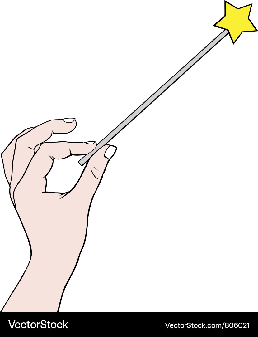 Hand holding magic wand Royalty Free Vector Image